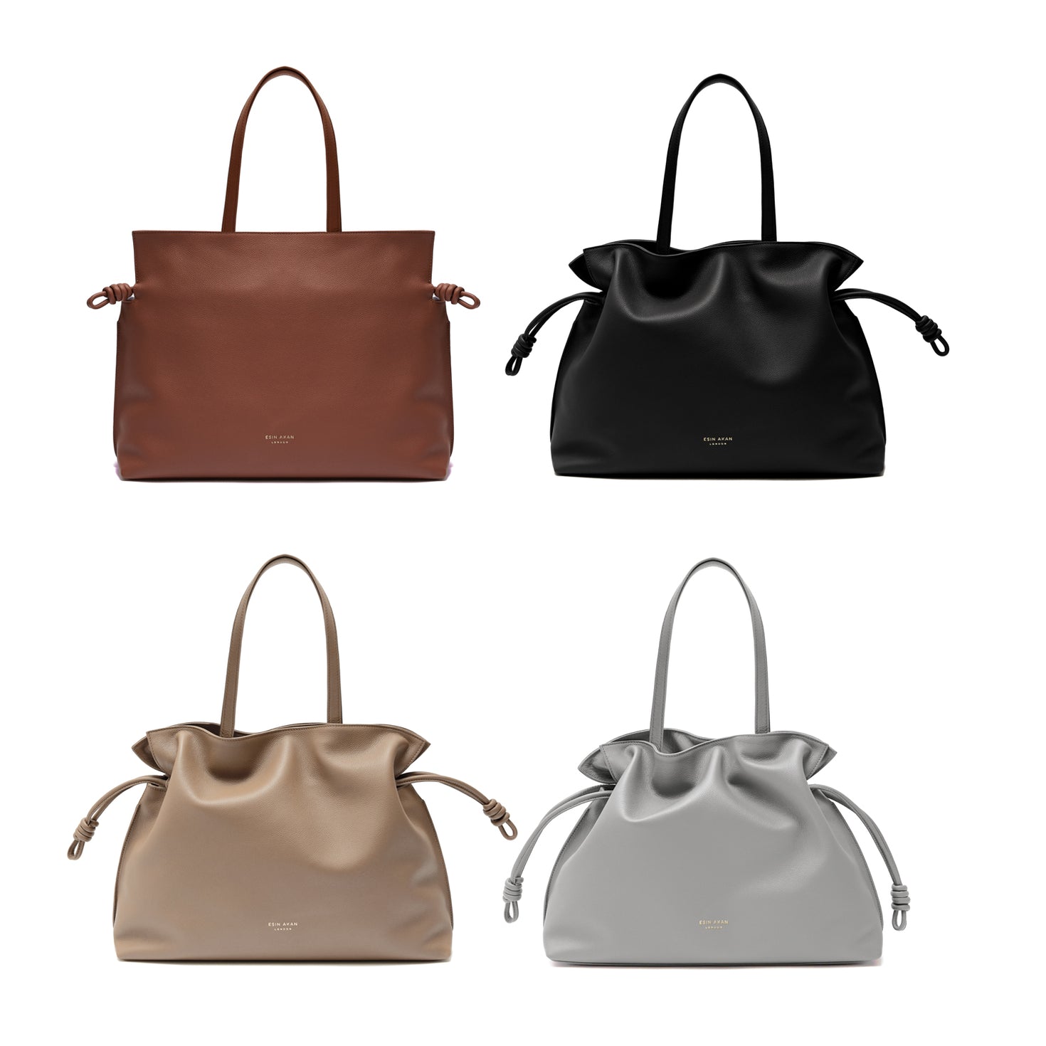 Emma | Beige Large Leather Tote Bag | Esin Akan